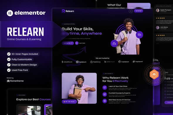 Relearn 1.0 - Online Courses & E-Learning Elementor Template Kit - GPL nulled